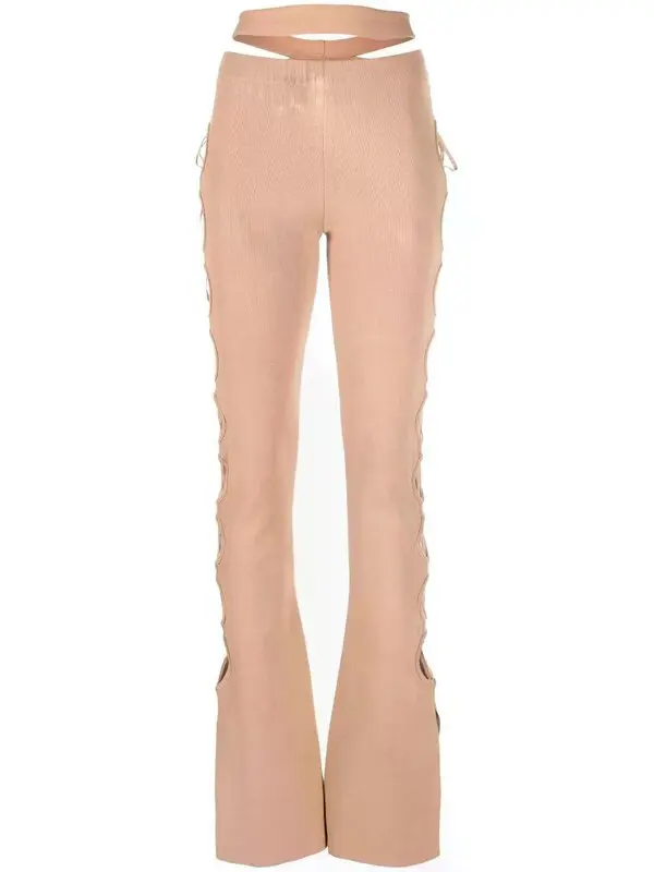 ANDREĀDAMO Cut-out Detail Knitted Flare Pants - Neutrals