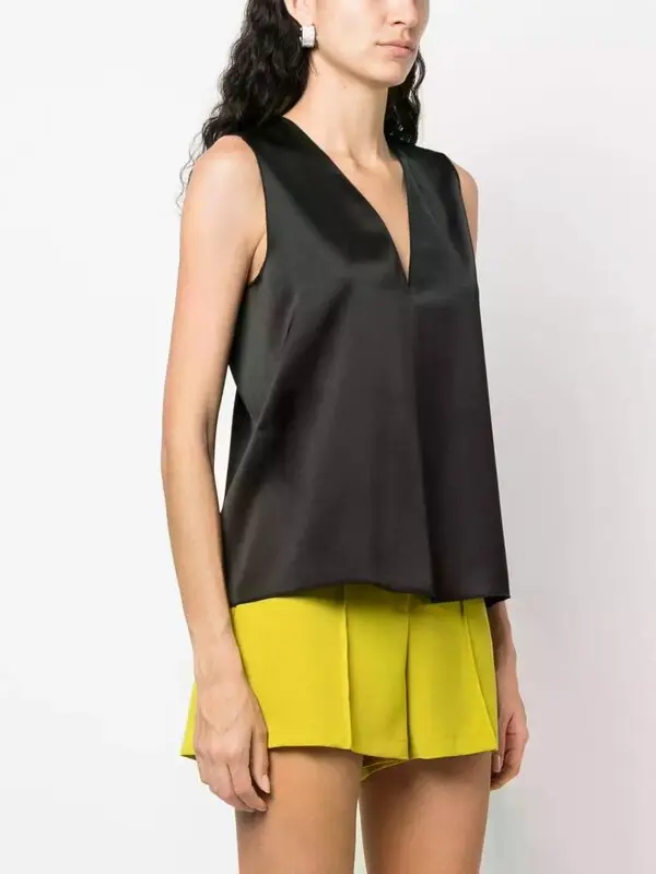 BLANCA VITA V-neck Sleeveless Satin Tank Top