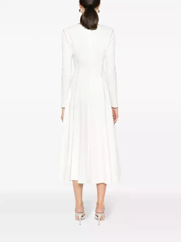 NISSA Crystal-embellished Long-sleeve Midi Dress