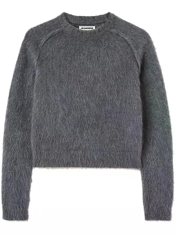 JIL SANDER Brushed-finish Virgin Wool-silk Blend Crew Neck Jumper - Grey