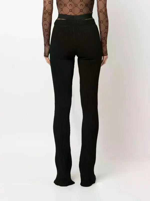 ANDREĀDAMO Cut-out Ribbed-knit Trousers - Black