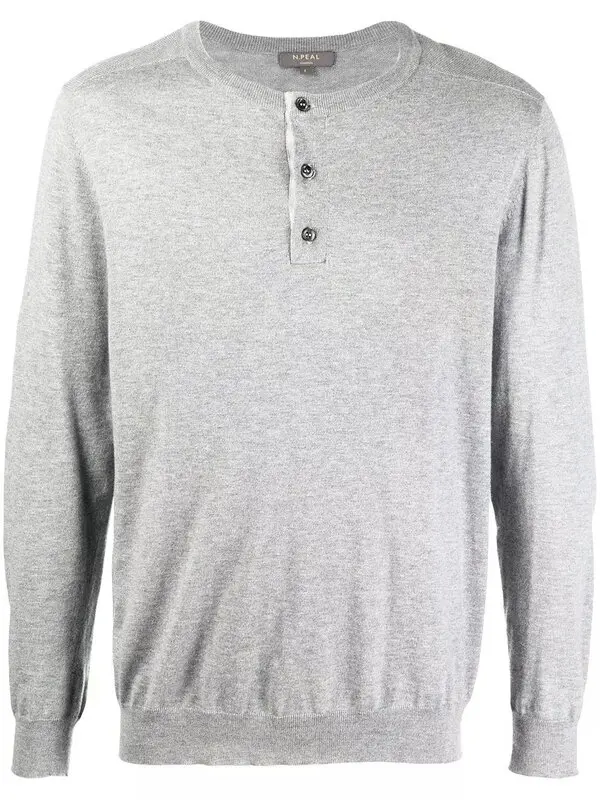 N.peal Cotton-cashmere Blend Crew Neck Henley Sweater