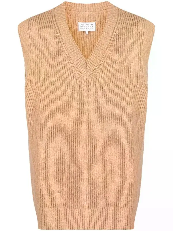 MAISON MARGIELA V-neck Ribbed-knit Vest - Brown