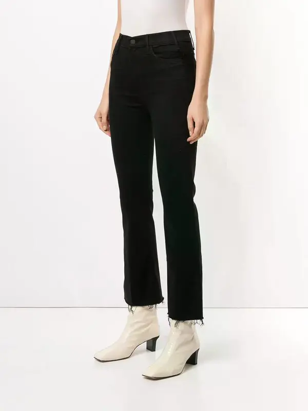MOTHER Hustler Ankle-crop Kick Flare Jeans - Black
