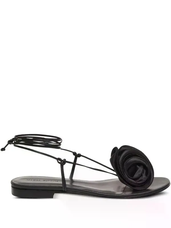 Magda Butrym Floral Appliqué Tie-fastening Sandals - Black