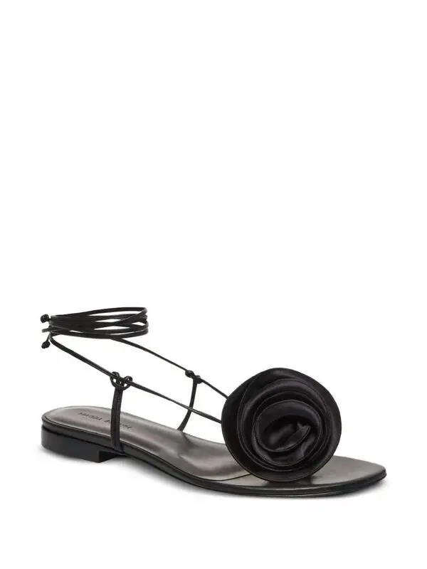 Magda Butrym Floral Appliqué Tie-fastening Sandals - Black