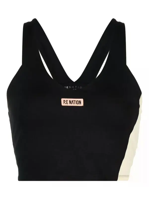 P.E Nation Panelled Logo-patch Sports Bra - Black