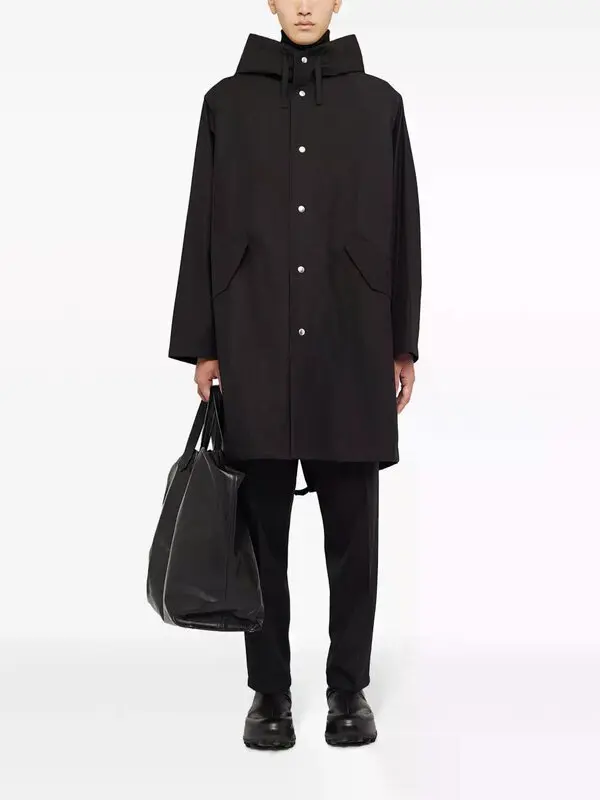 JIL SANDER Logo Print Hooded Parka - Black