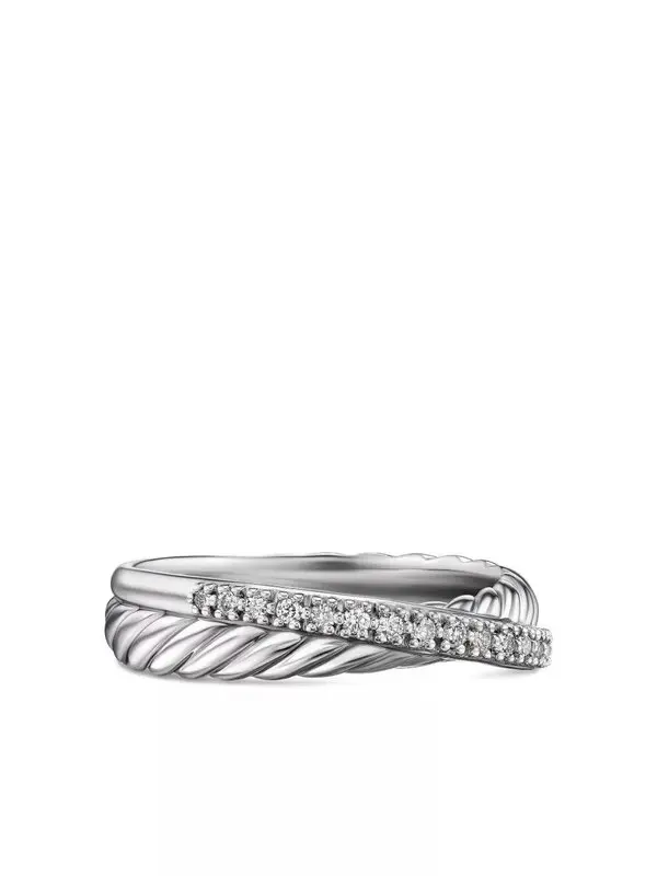 David Yurman Sterling Crossover Cable Diamond Ring - Silver