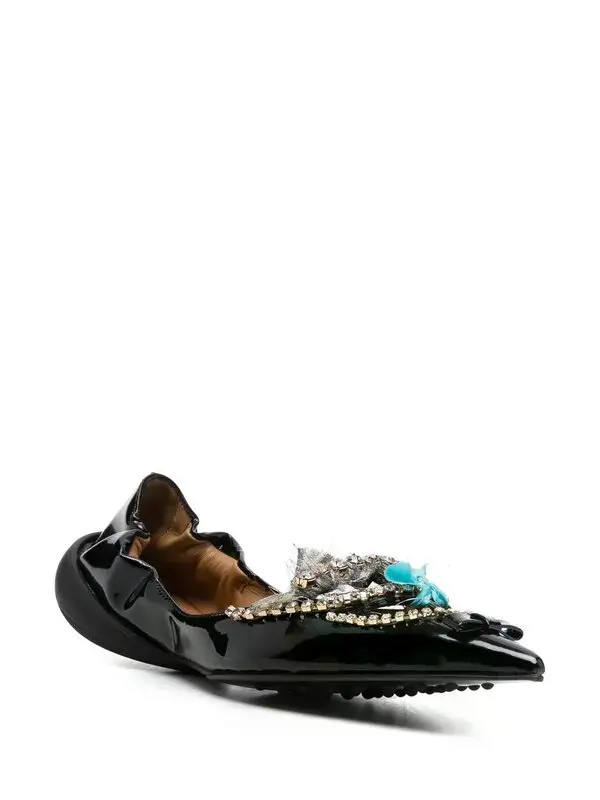 13 09 SR Crystal-embellished Pointed Ballerina Shoes