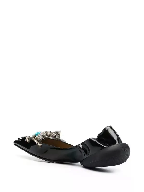 13 09 SR Crystal-embellished Pointed Ballerina Shoes