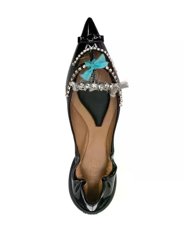 13 09 SR Crystal-embellished Pointed Ballerina Shoes