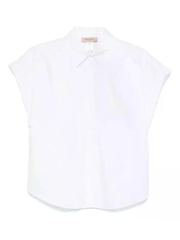TWINSET Poplin Shirt With Pleat Detailing And Turn-up Cuffs