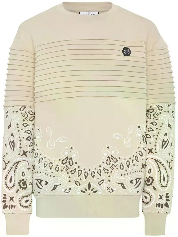 Philipp Plein Logo-embroidered Cotton Sweatshirt - Neutrals