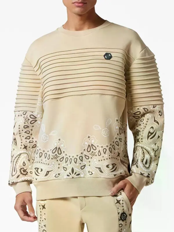 Philipp Plein Embroidered Cotton Sweatshirt With Paisley Print