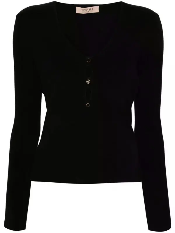 TWINSET Crystal-embellished Ribbed Top