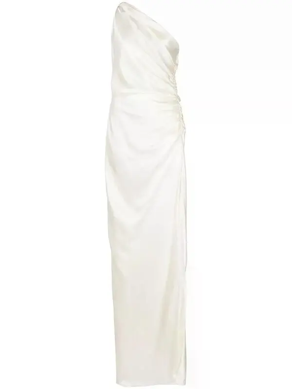 Michelle Mason One-shoulder Silk Gown - White