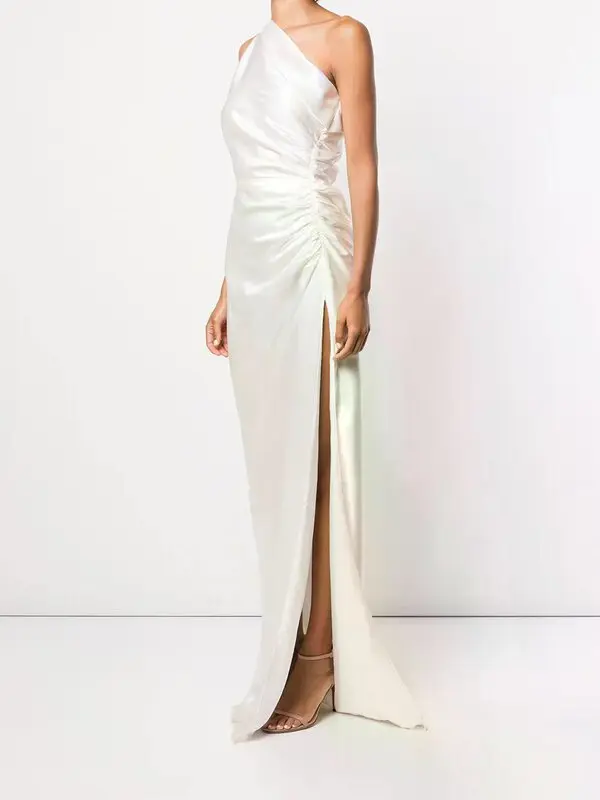 Michelle Mason One-shoulder Silk Gown