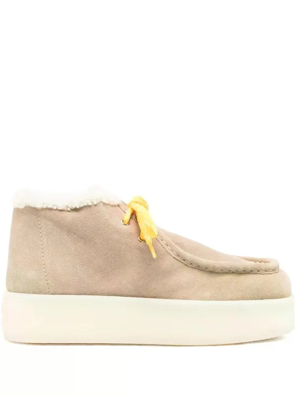 Miu Miu Suede Ankle Boots With Flatform Sole - Neutrals