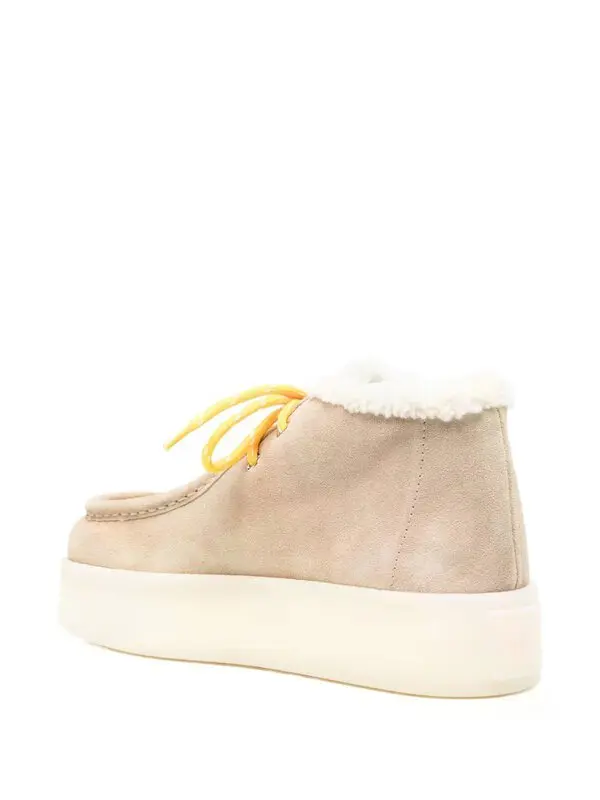 Miu Miu Suede Ankle Boots With Flatform Sole - Neutrals
