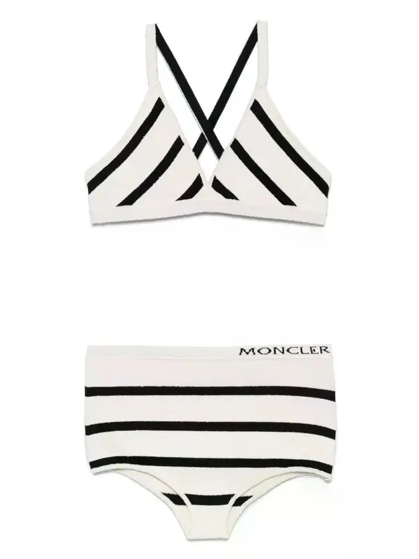 Moncler Striped Terrycloth Bikini Set - Neutrals