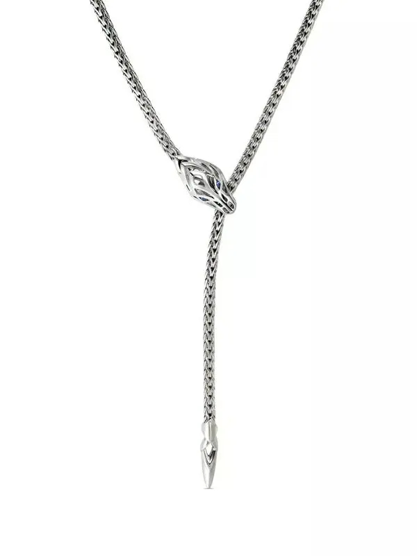 John Hardy Sterling Naga Lariat Necklace With Blue Sapphire