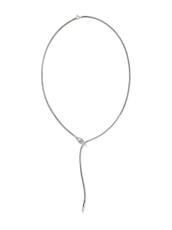 John Hardy Sterling Naga Lariat Necklace With Blue Sapphire