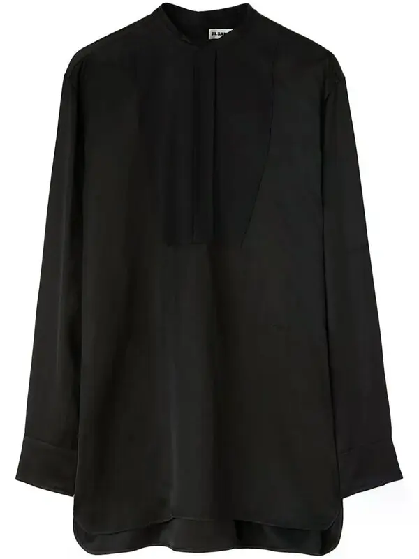JIL SANDER Band Collar Embroidered Logo Shirt