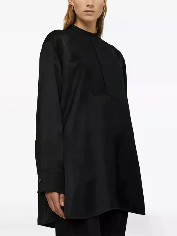 JIL SANDER Band Collar Embroidered Logo Shirt