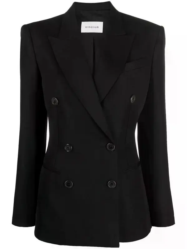 ARMARIUM Myra Double-breasted Wool Blazer - Black
