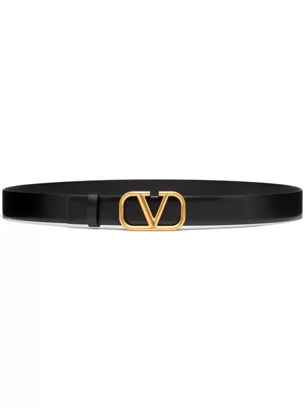 Valentino Garavani Vlogo Signature Leather Belt - Black