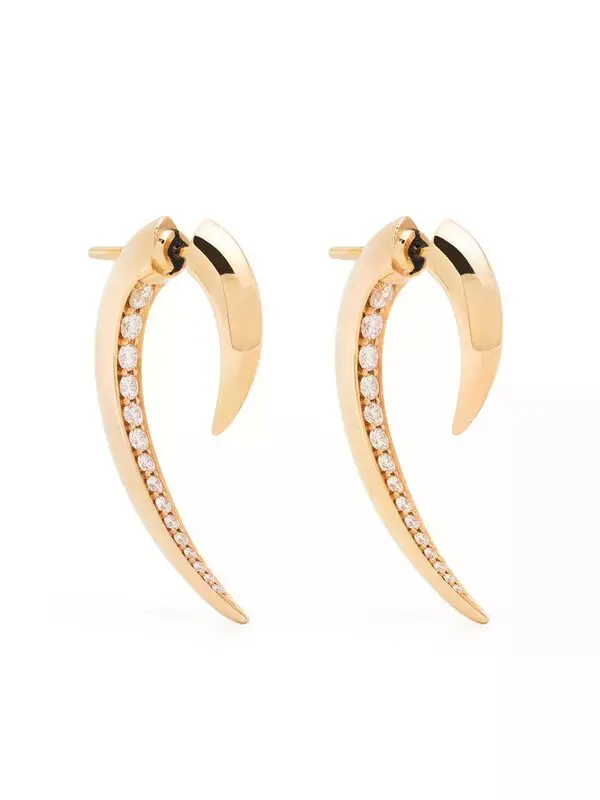 SHAUN LEANE 18kt Rose Pavé Diamond Hook Earrings - Gold
