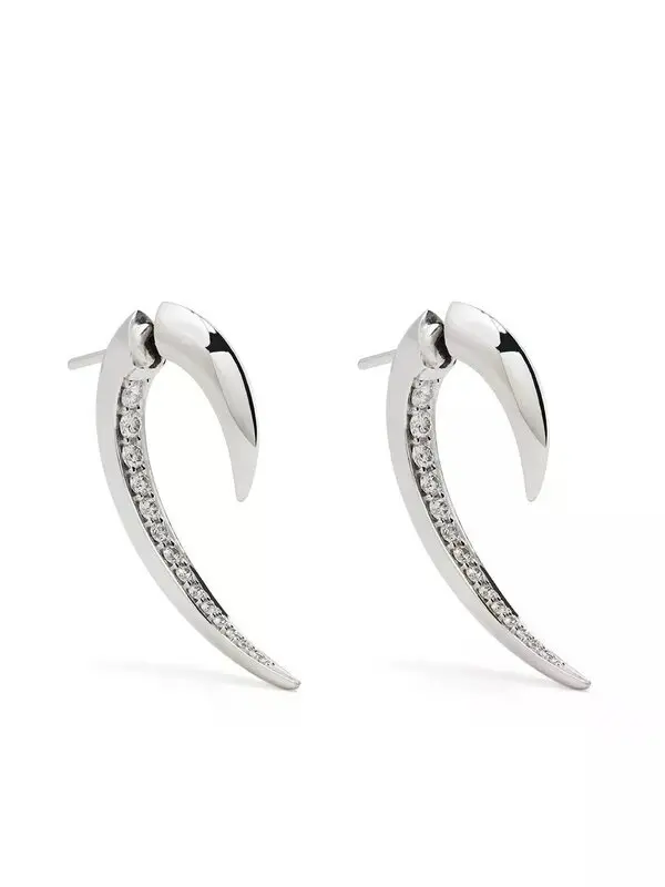 SHAUN LEANE 18kt White Gold Diamond Hook Earrings - Silver