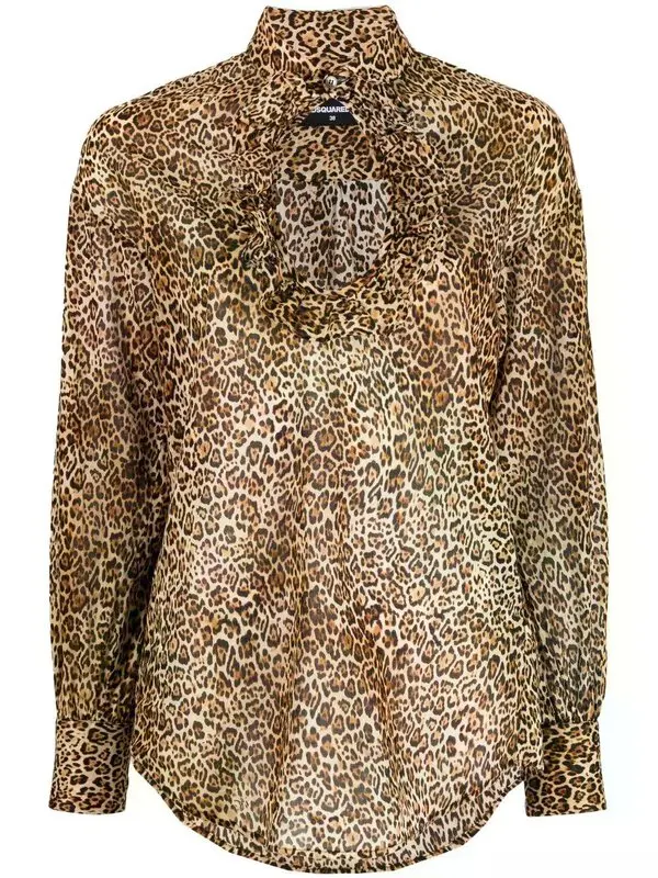 Dsquared2 Leopard Print Cut-out Blouse