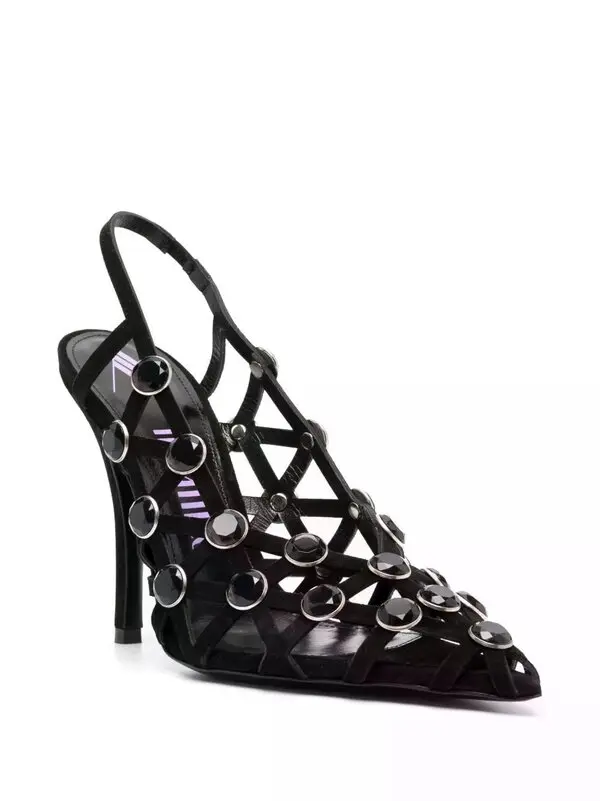 Attico Embellished Suede Slingback Pumps