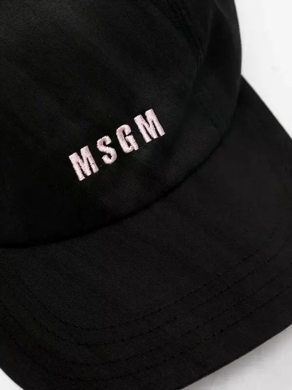 MSGM Logo-embroidered Cotton Cap - Black