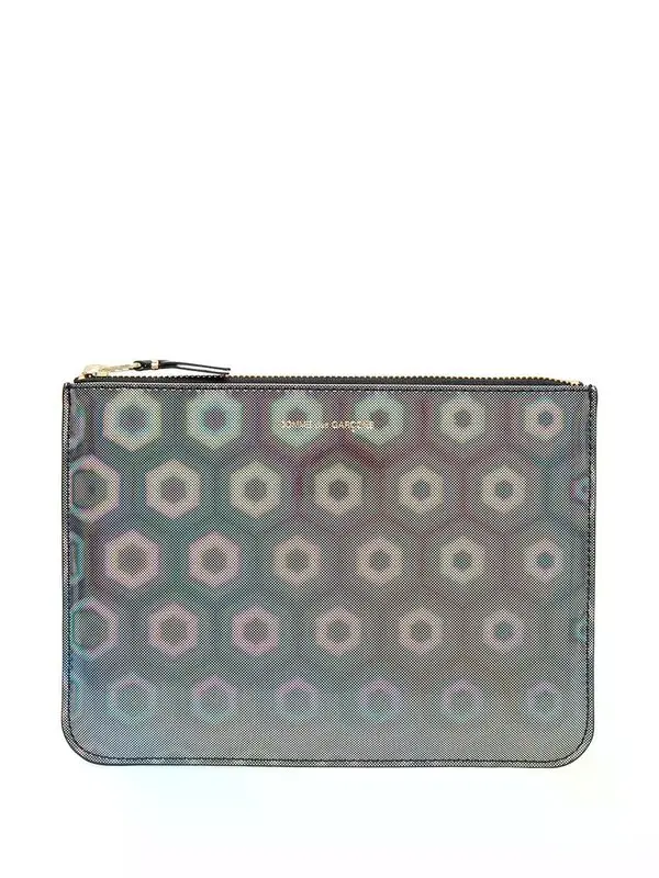 Comme Des Garçons Holographic Hexagonal-print Pouch - Black