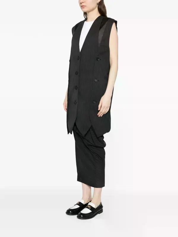 MOOHONG Sleeveless Double-breasted Striped Waistcoat
