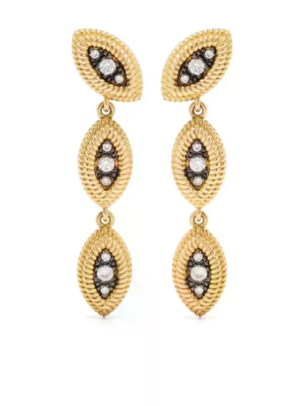 LEANDRA 18k Yellow Diamond Dangle Earrings - Gold