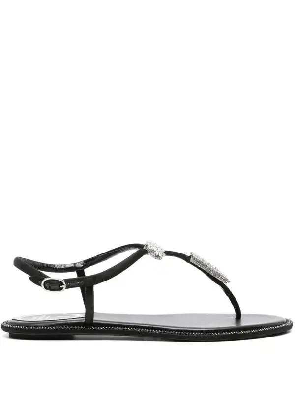 Rene Caovilla Embellished Thong Sandals - Black