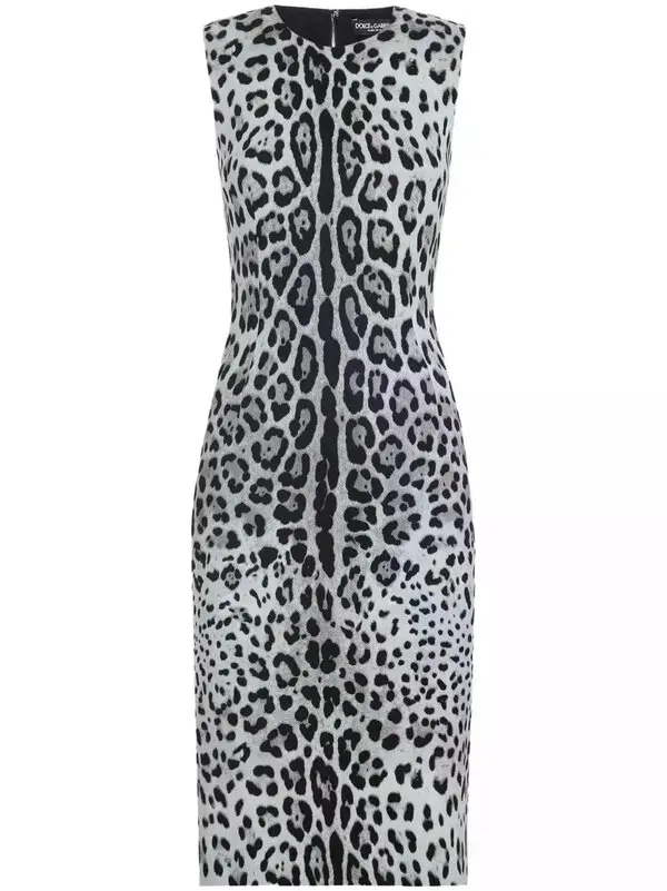 Dolce & Gabbana Animal-print Midi Dress - White