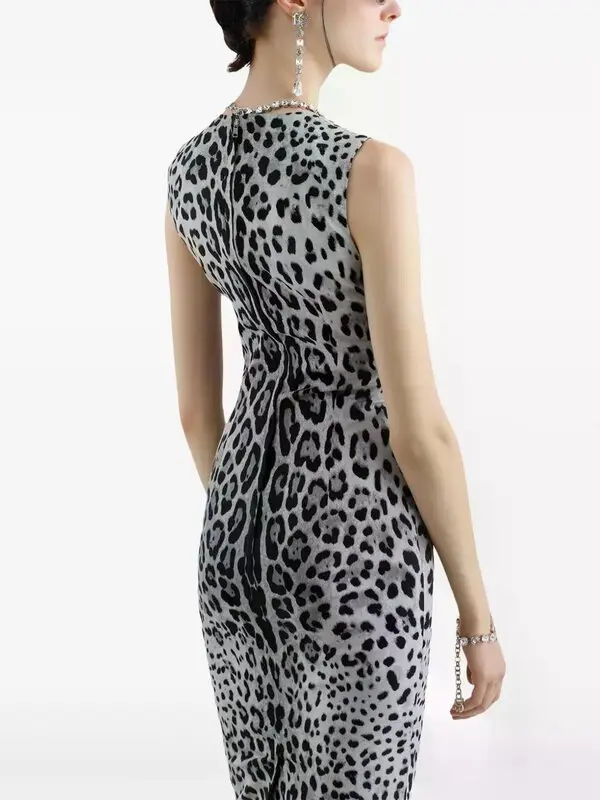 Dolce & Gabbana Sleeveless Animal Print Midi Dress