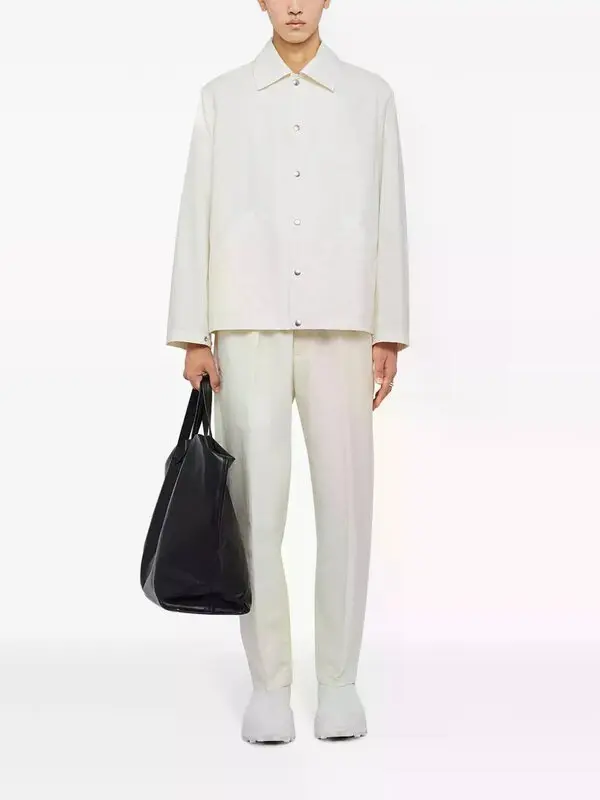 JIL SANDER Logo-print Cotton Shirt Jacket - Neutrals