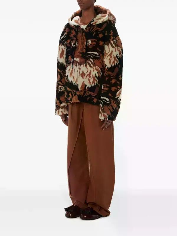 JW Anderson Faux-fur Hooded Jacket With Animal Print