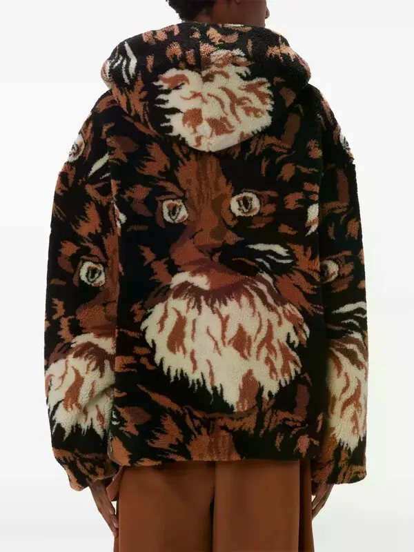 JW Anderson Faux-fur Hooded Jacket With Animal Print