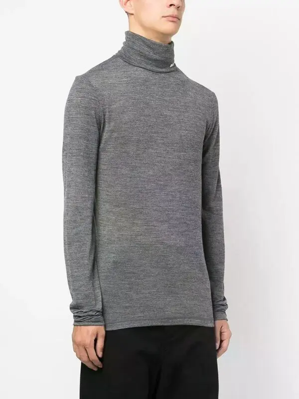 JIL SANDER Logo-print Roll Neck Jumper - Grey