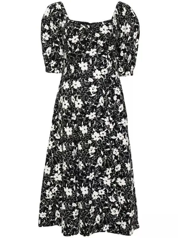 Polo Ralph Lauren Floral-print Midi Dress - Black