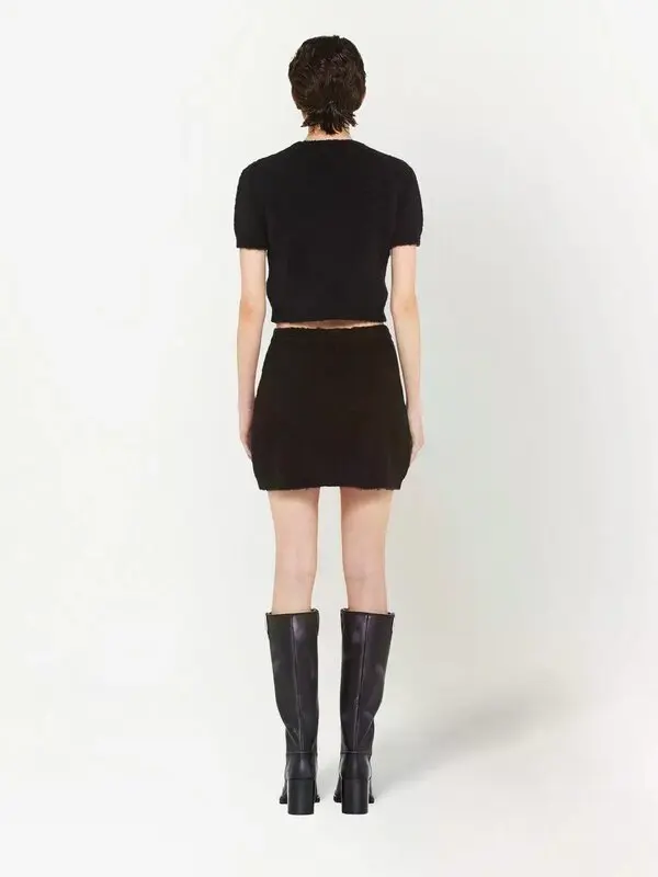 Miu Miu High-waisted Bouclé Miniskirt - Black