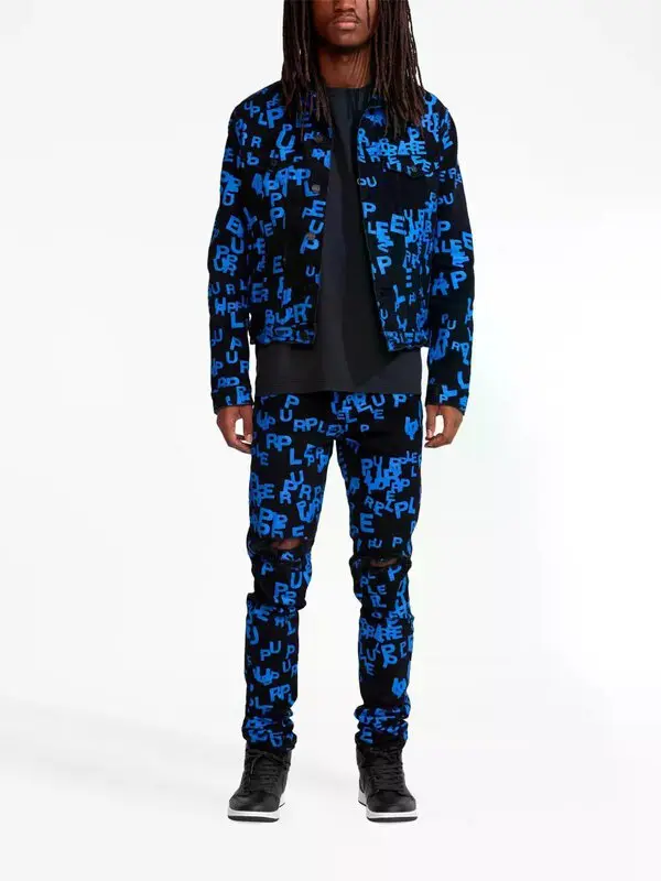 PURPLE BRAND Logo Print Denim Jacket