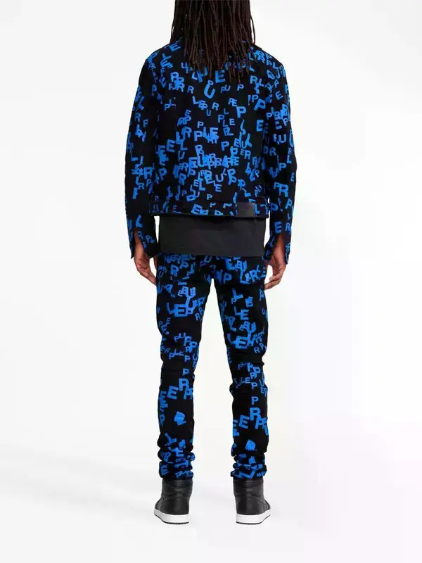 PURPLE BRAND Logo Print Denim Jacket